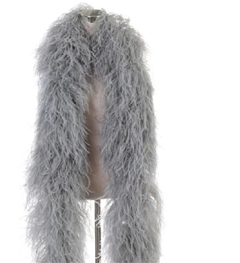 Розовые боа из страусиных перьев 4, 6, 8, 10, 20 слоев 2 м 6ply 2Meters, серый