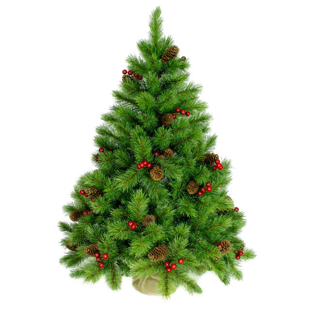 Настольная елка Тиффани 90 см с ягодами и шишками, леска, Beatrees, 1020609