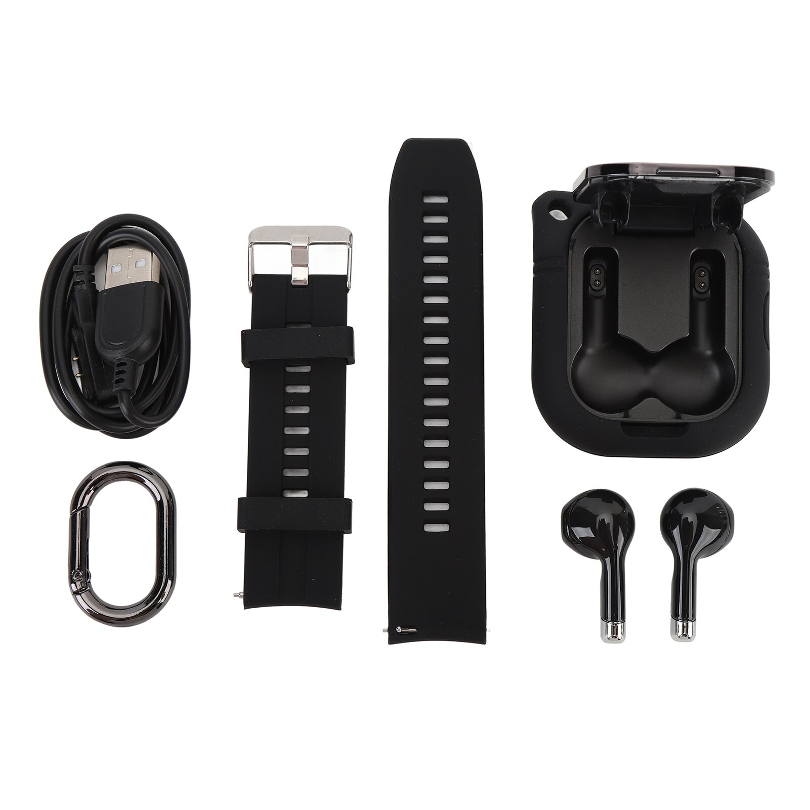 2 in 1 Smart Watch with Earbuds 2.01 Inch TFT Touch Screen Bluetooth Call Music Play Step Count Multi Function NFC Sports for Android