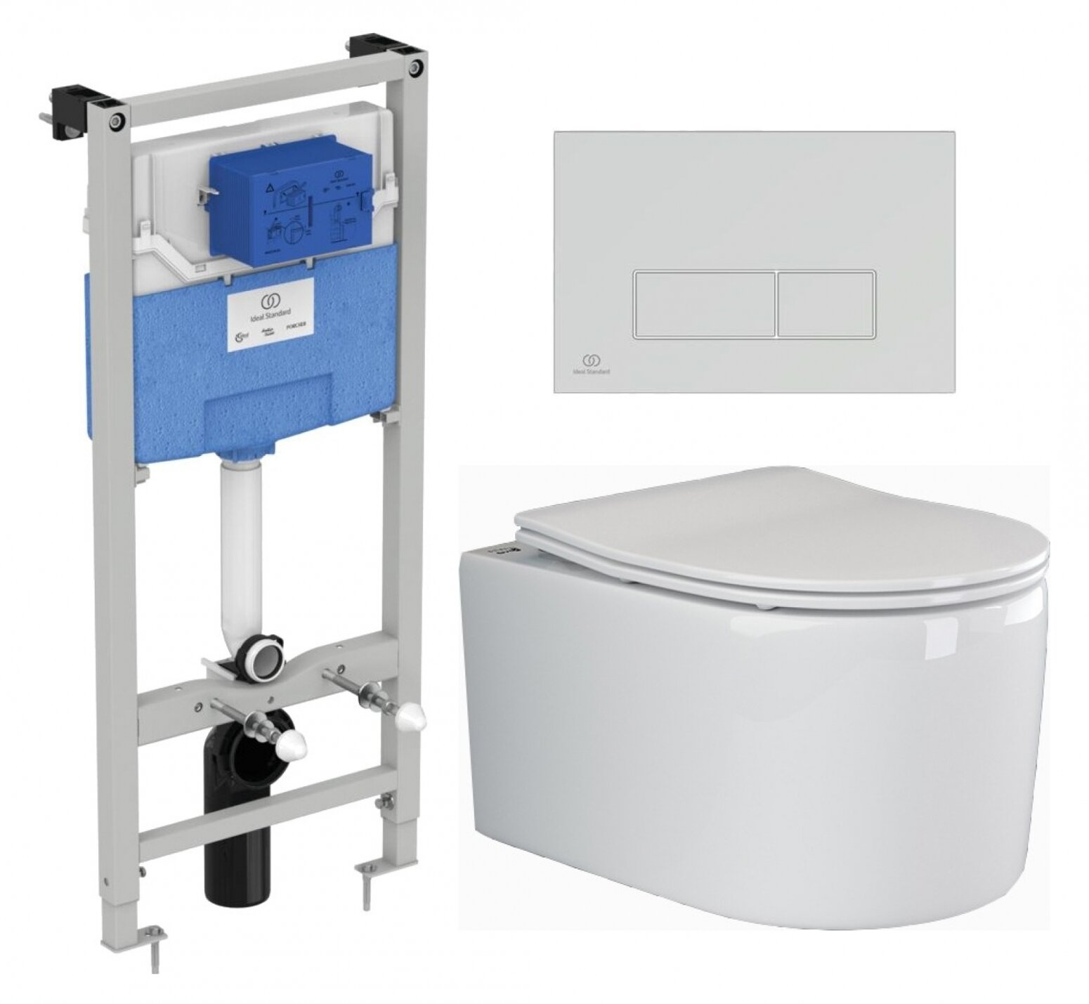 Комплект 3 в 1 инсталляция Ideal Standard + Унитаз подвесной Ceramica Nova Moments CN3003 + кнопка хром