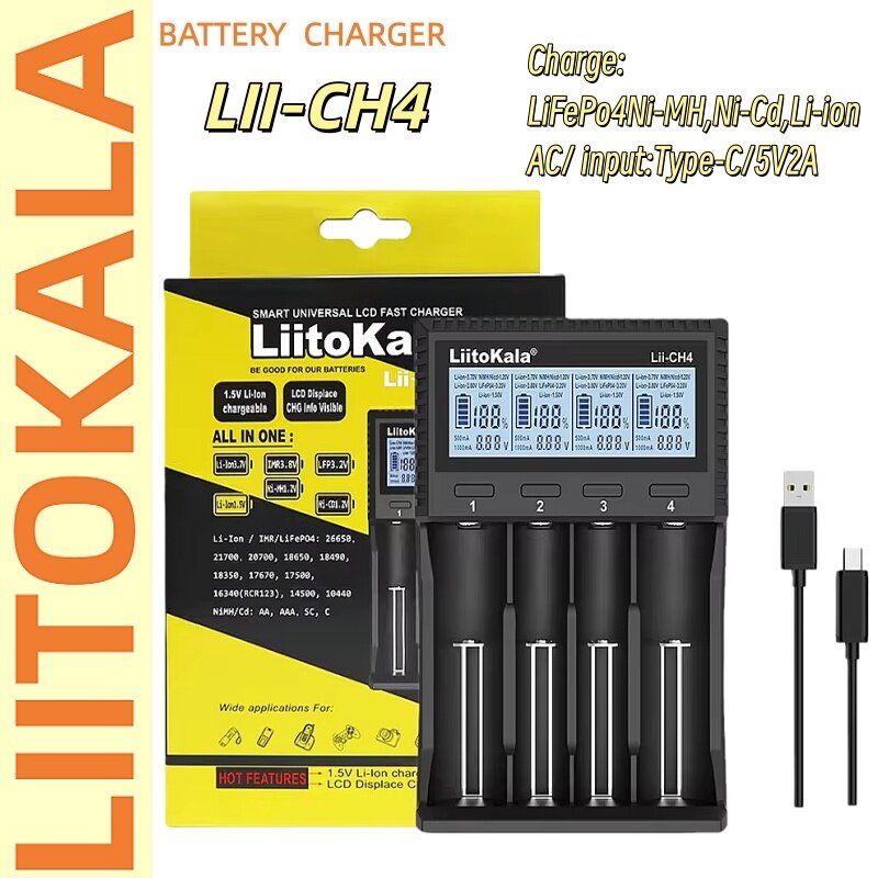 Зарядное устройство Lii-CH4 LiitoKala, интеллектуальное, для AA/AAA, 1.5В