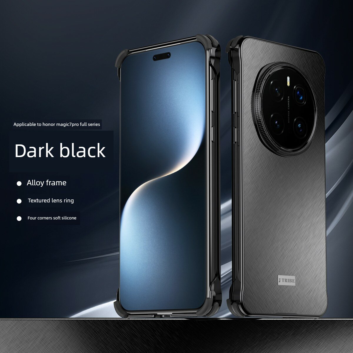 Металлический чехол без бордюра для Huawei Honor Magic7 Pro, ультратонкий, ударопрочный, матовый - Черный