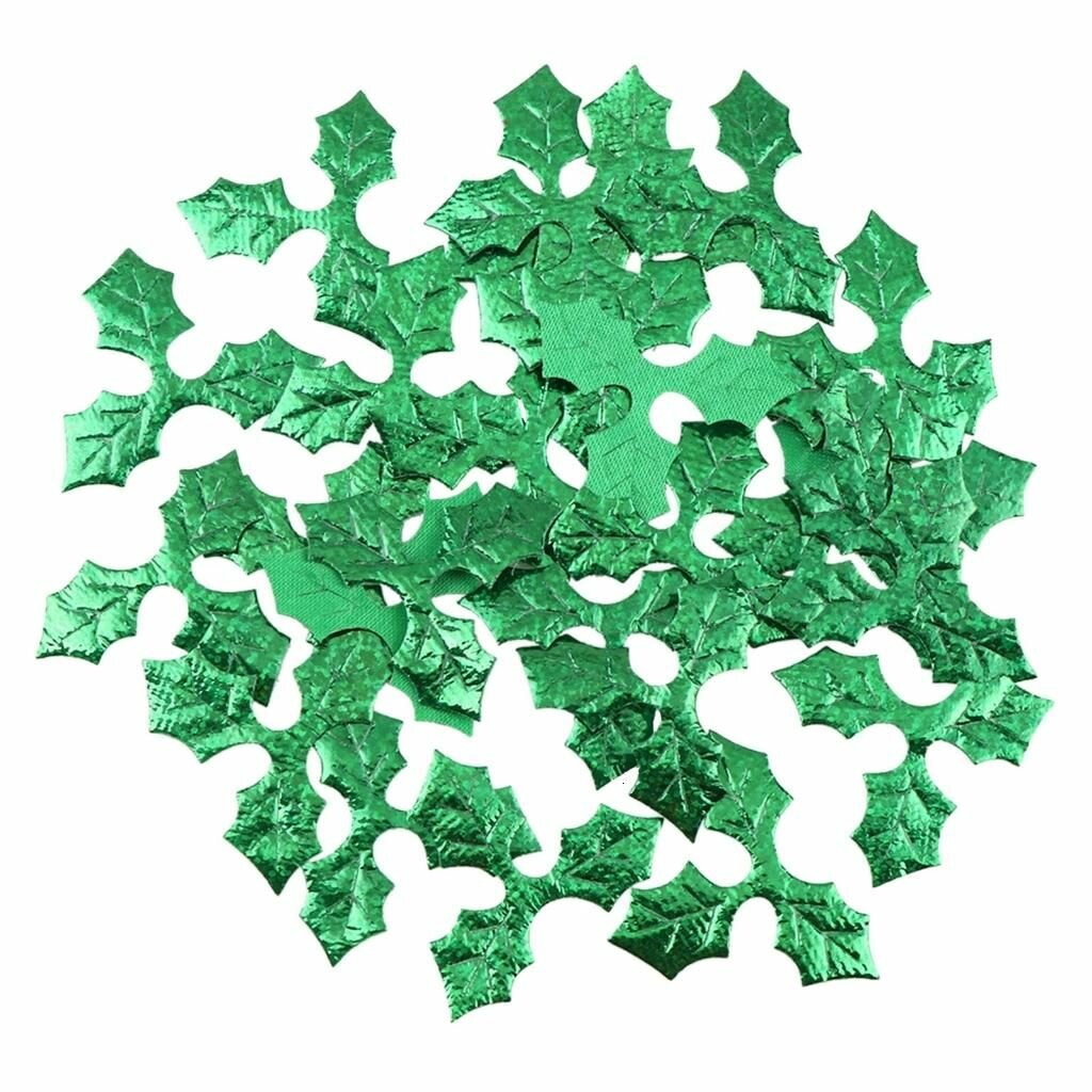 Принадлежности для украшения рождественских зеленых листьев-лазерная ткань с тремя большими листьями