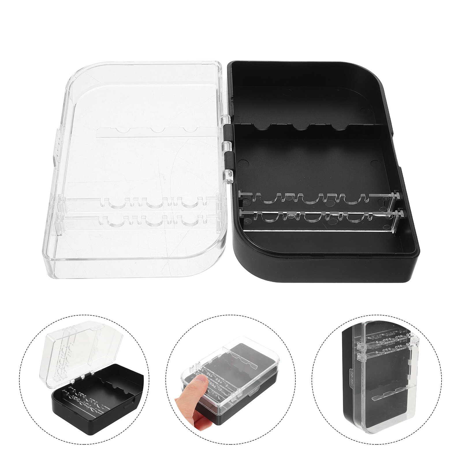 Черный корпус из пк для хранения сменных насадок ирригатора, с прозрачным окном, на 6 насадок, для хранения