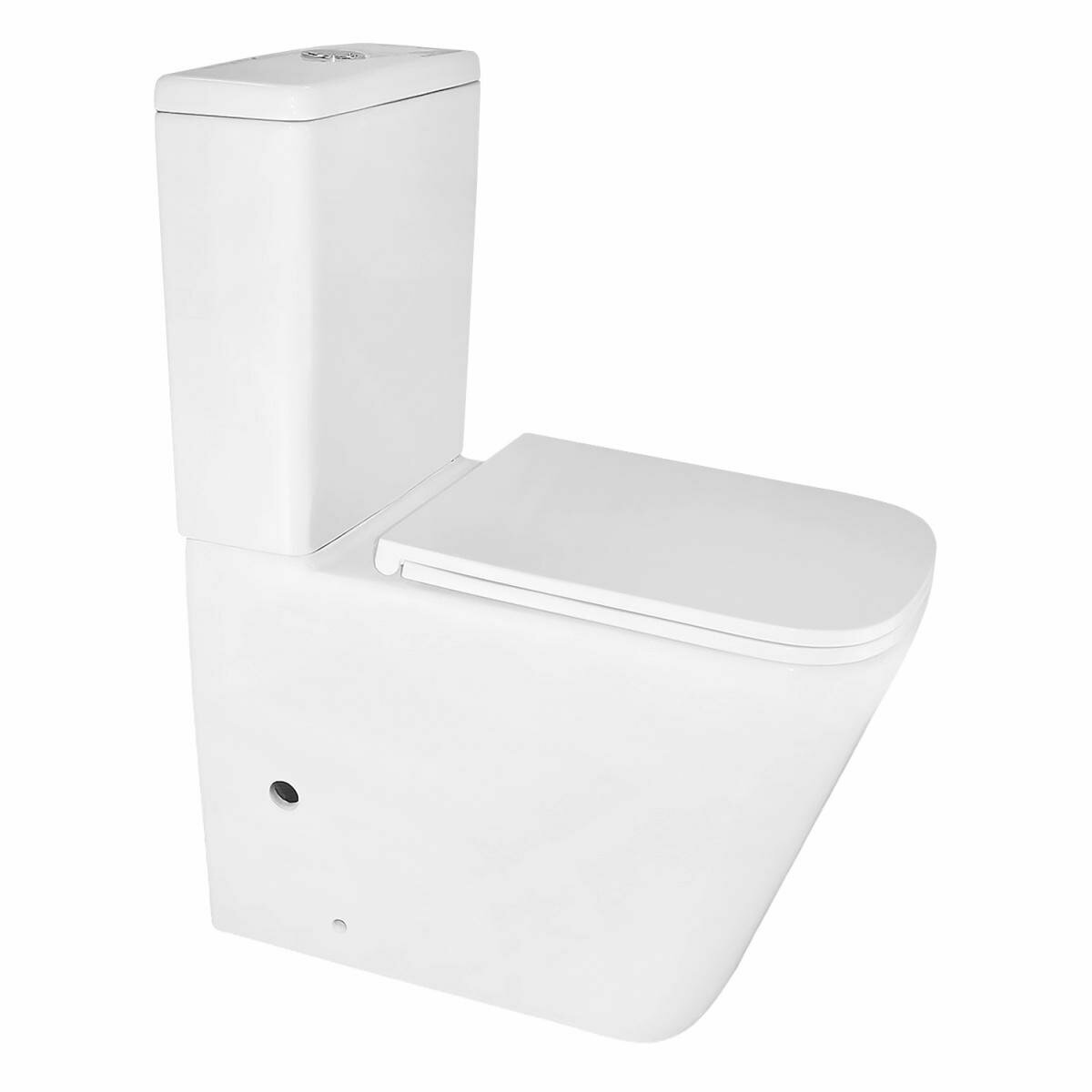 Унитаз компакт Azario Quadro AZ 2175 белый прямоугольный безободковый с сиденьем микролифт