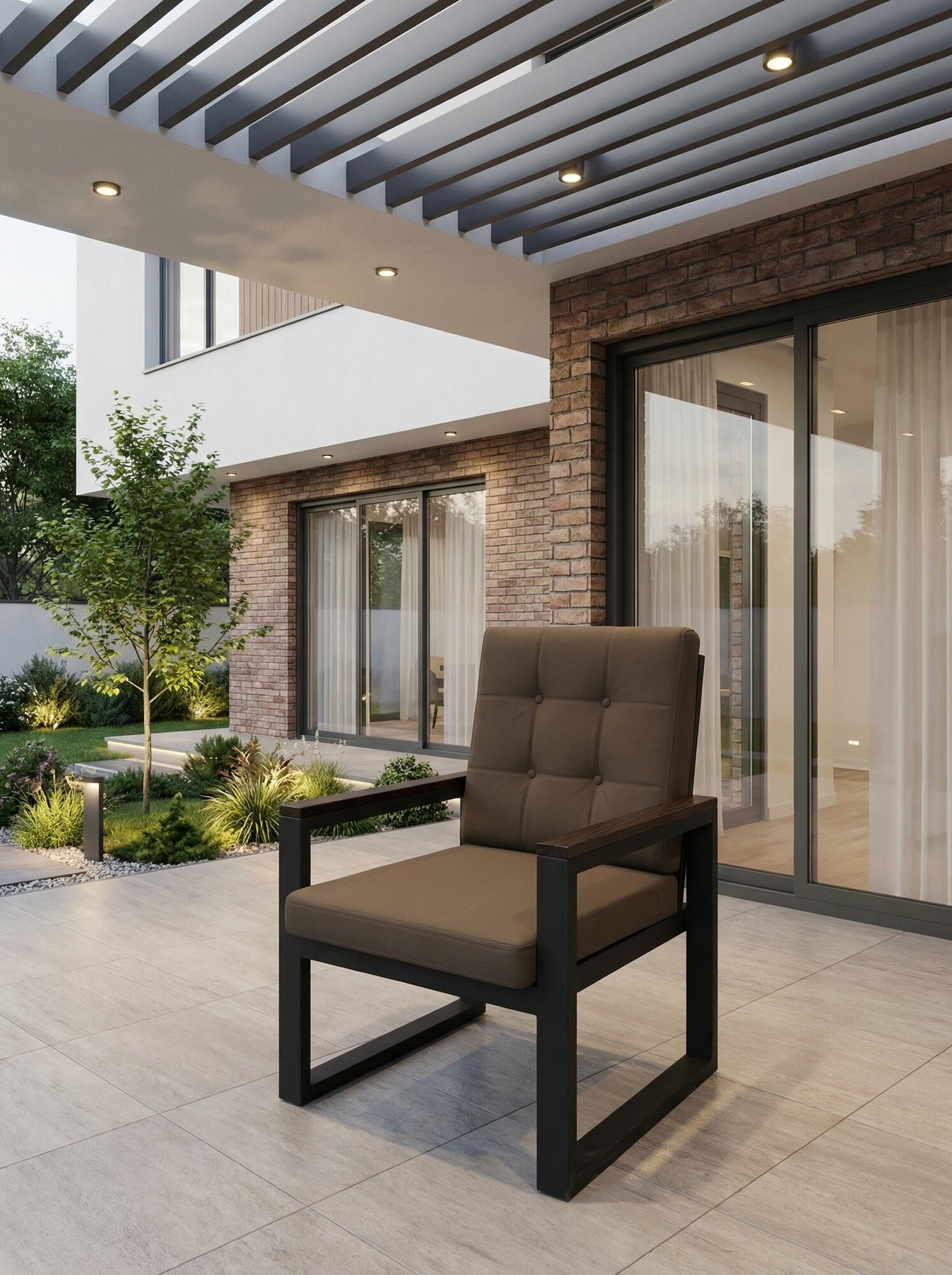 Кресло из ротанга, Quadro, коричневый, для дома, дачи, террасы и кафе, садовая плетёная мебель, 770×660×920 мм