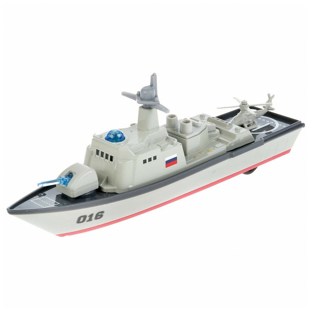 Технопарк Крейсер 18 см + вертолет свет, звук, металл FY016-18SLМIL-GY с 3 лет