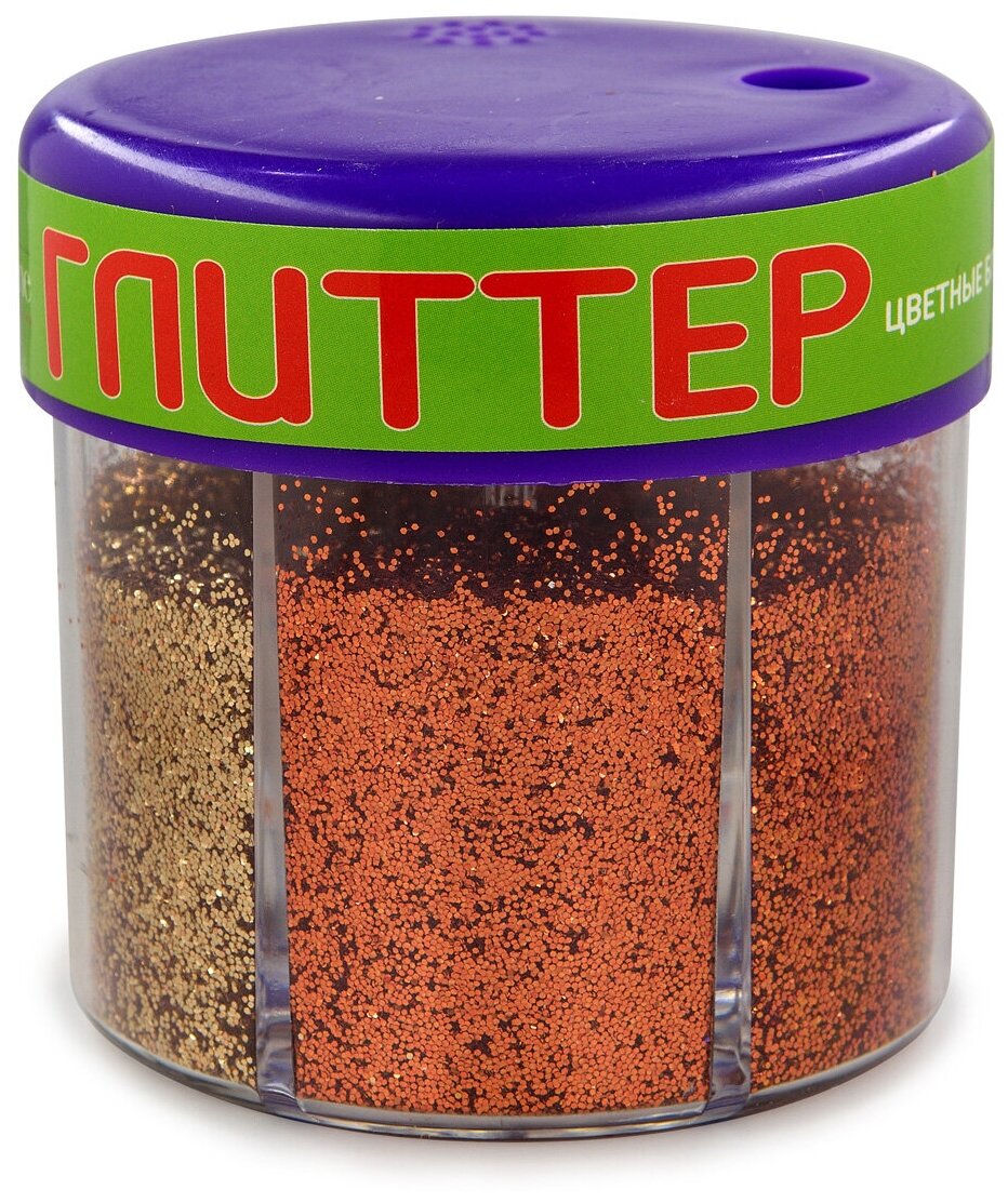 Глиттер для декора, С дозатором, 60Г (6 цветов ), золото, цветовая гамма №2, Арт. 2-311/02