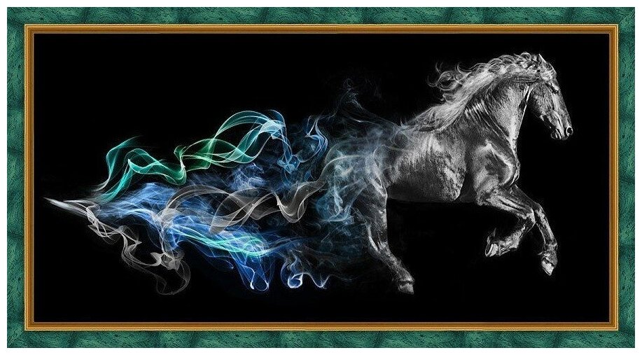 Набор Алмазная живопись #АЖ-1828 Конь в дыму, Алмазная Мозаика, 60 х 30 см