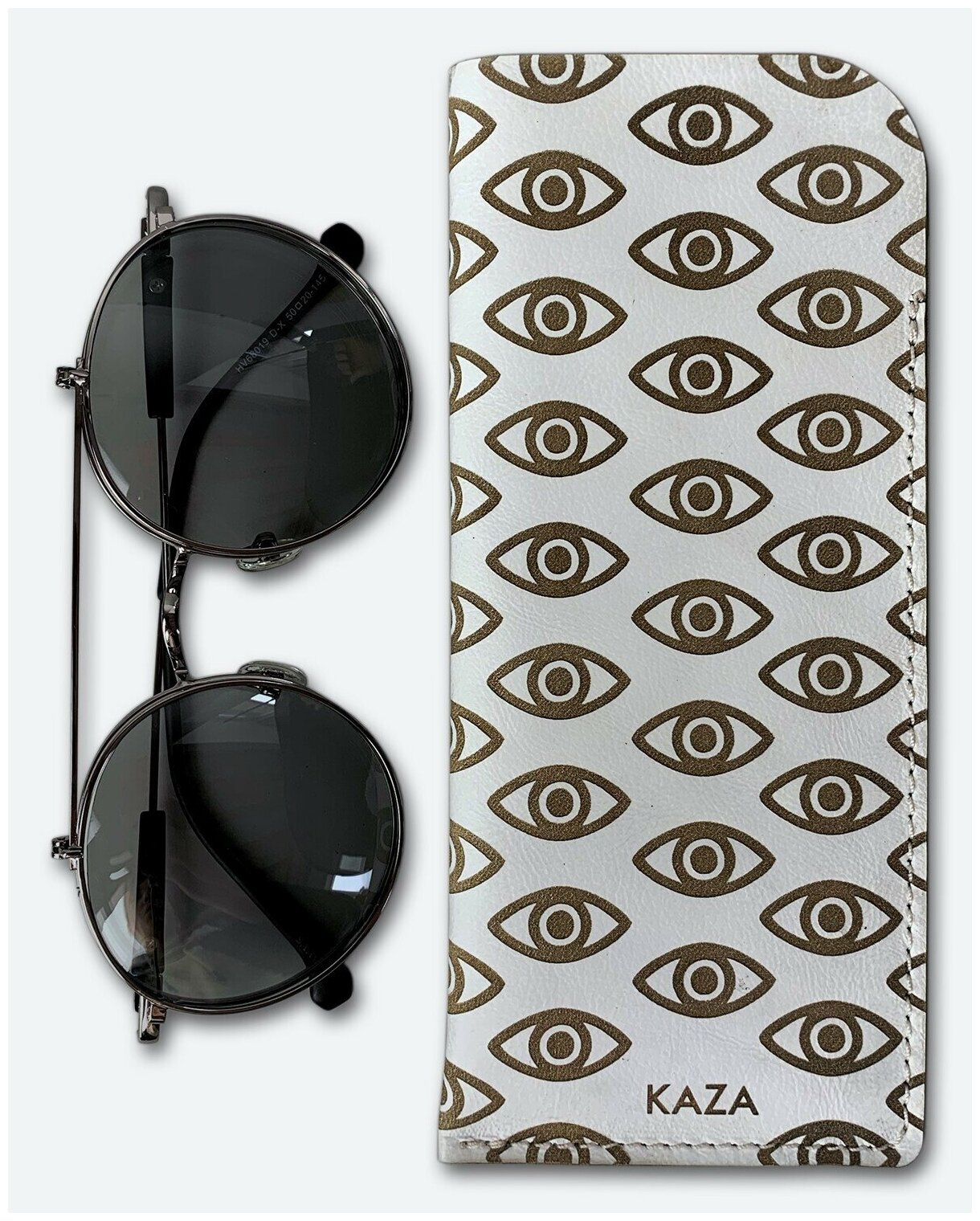 Футляр для очков мужской мягкий аксессуары натуральная кожа KAZA Око белый