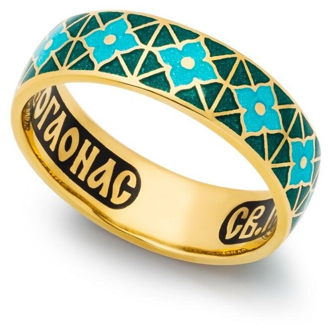 Кольцо обручальное, серебро, 925 проба, золочение, эмаль