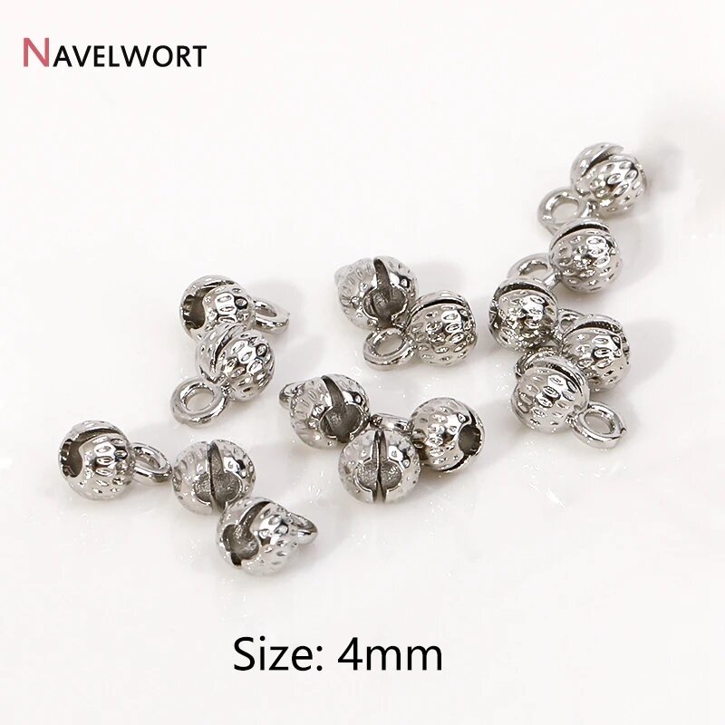 Концевики для бижутерии NAVELWORT, серебряные, Rhodium plated, 4 мм