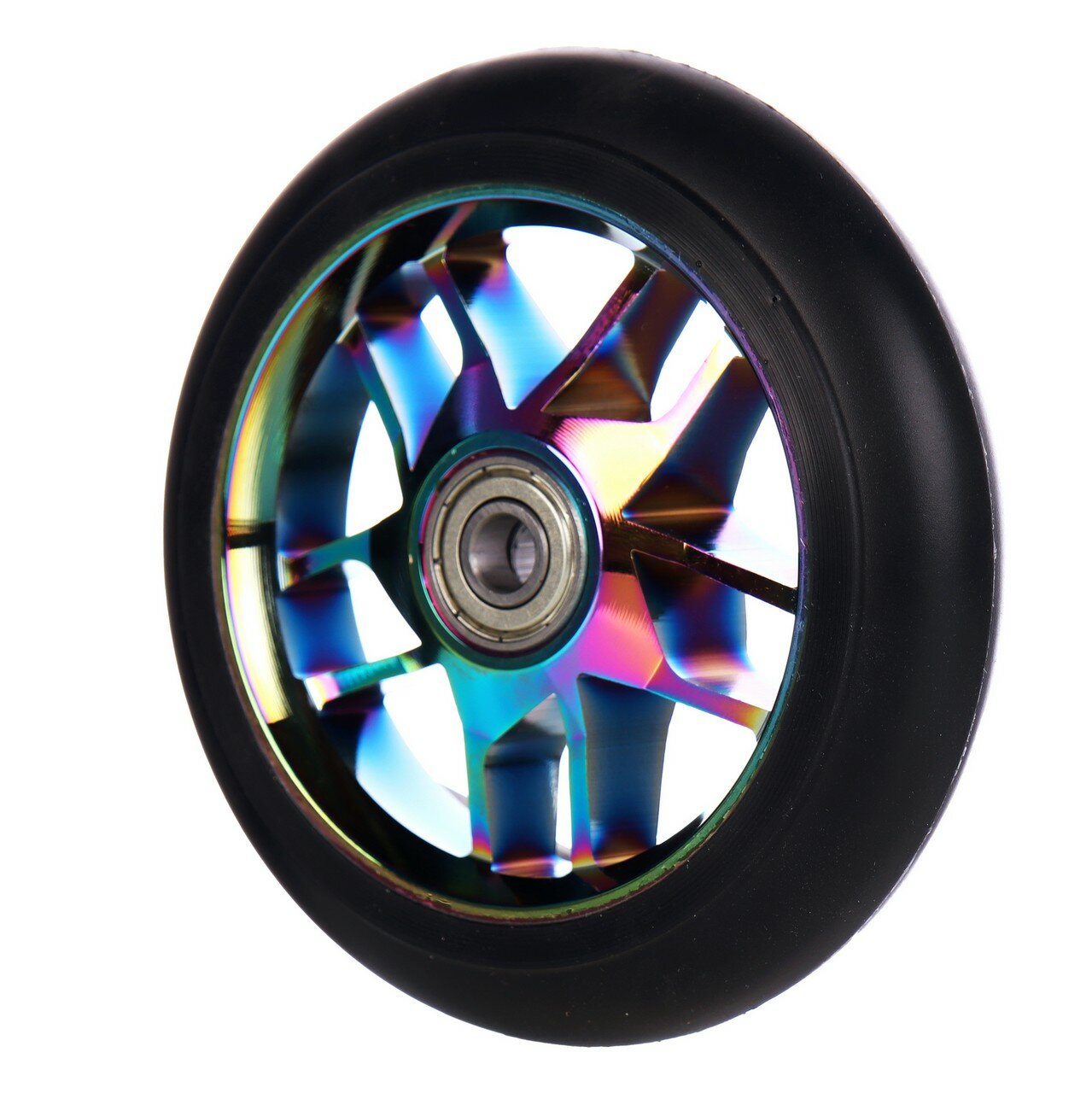 Колеса трюкового самоката Comiron 110 мм. Alu Plum Blossom Five Fortune Black/Neo-Chrome