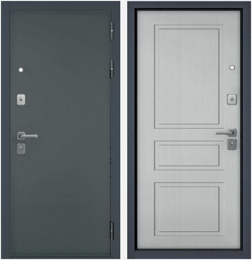 Дверь входная CITY PRIME 2 Черный муар-Роял дуб белый 880 правая