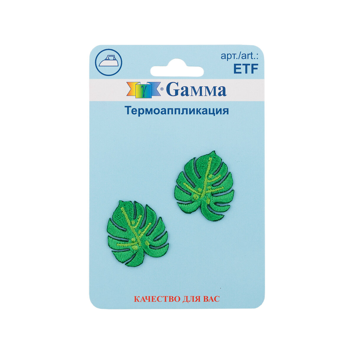 Gamma ETF-YT29 Термоаппликация №02 Листья монстеры 2,5 х 2,5 см 01-239 для декора растений 1шт