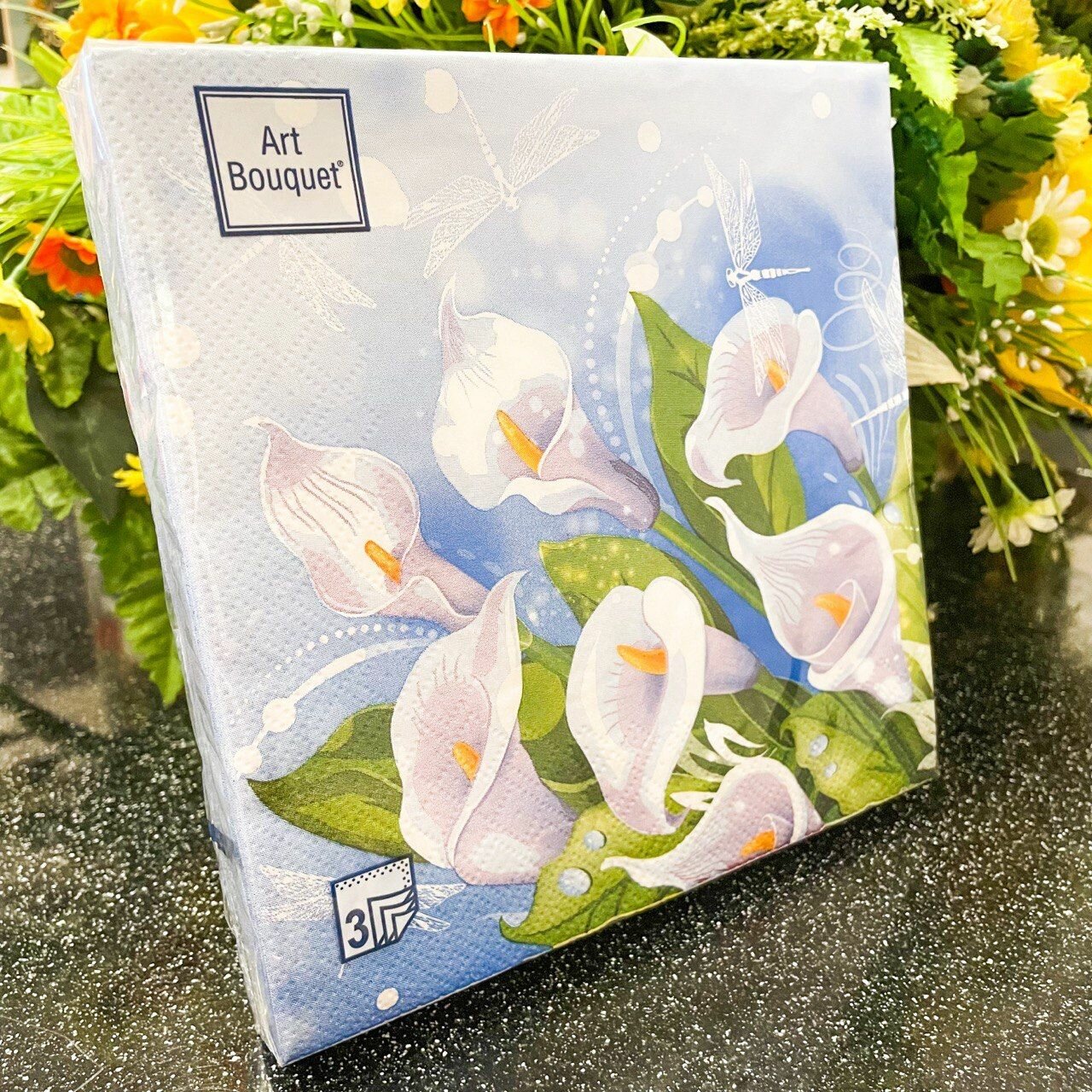 Салфетки Desna "Белые Лилии", бумажные, 33x33 см, с рисунком