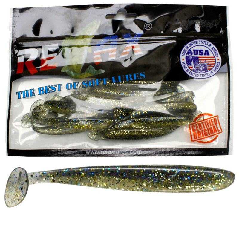 Мягкая силиконовая приманка риппер RELAX BASS 3 7,5cm 4,9g цвет L587 (Sand, Smoke-blue, Black, Gold Glitter) 1 уп. по 10 шт.