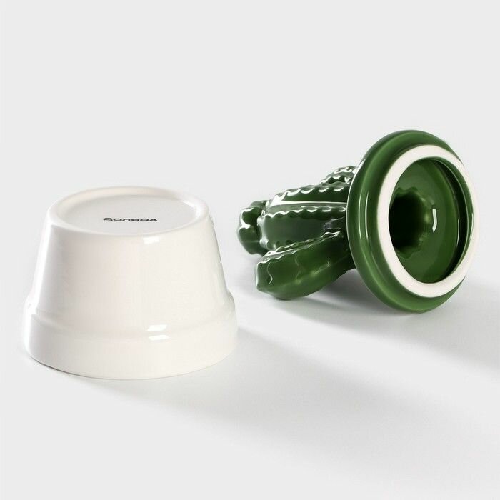 Банка керамическая для сыпучих продуктов Доляна Кактус , 150 мл, 8 8 14 см