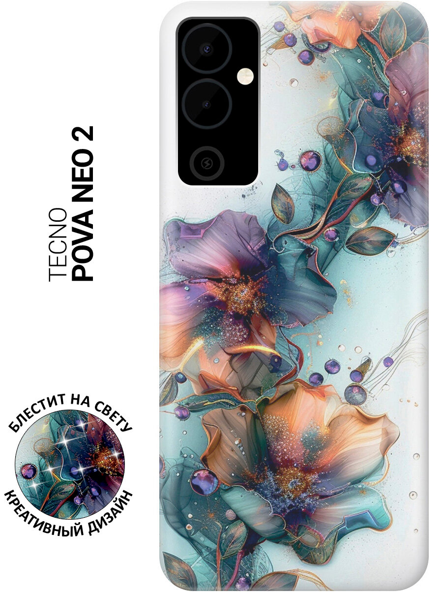 Силиконовый чехол на Tecno Pova Neo 2 с принтом "Мистические цветы"