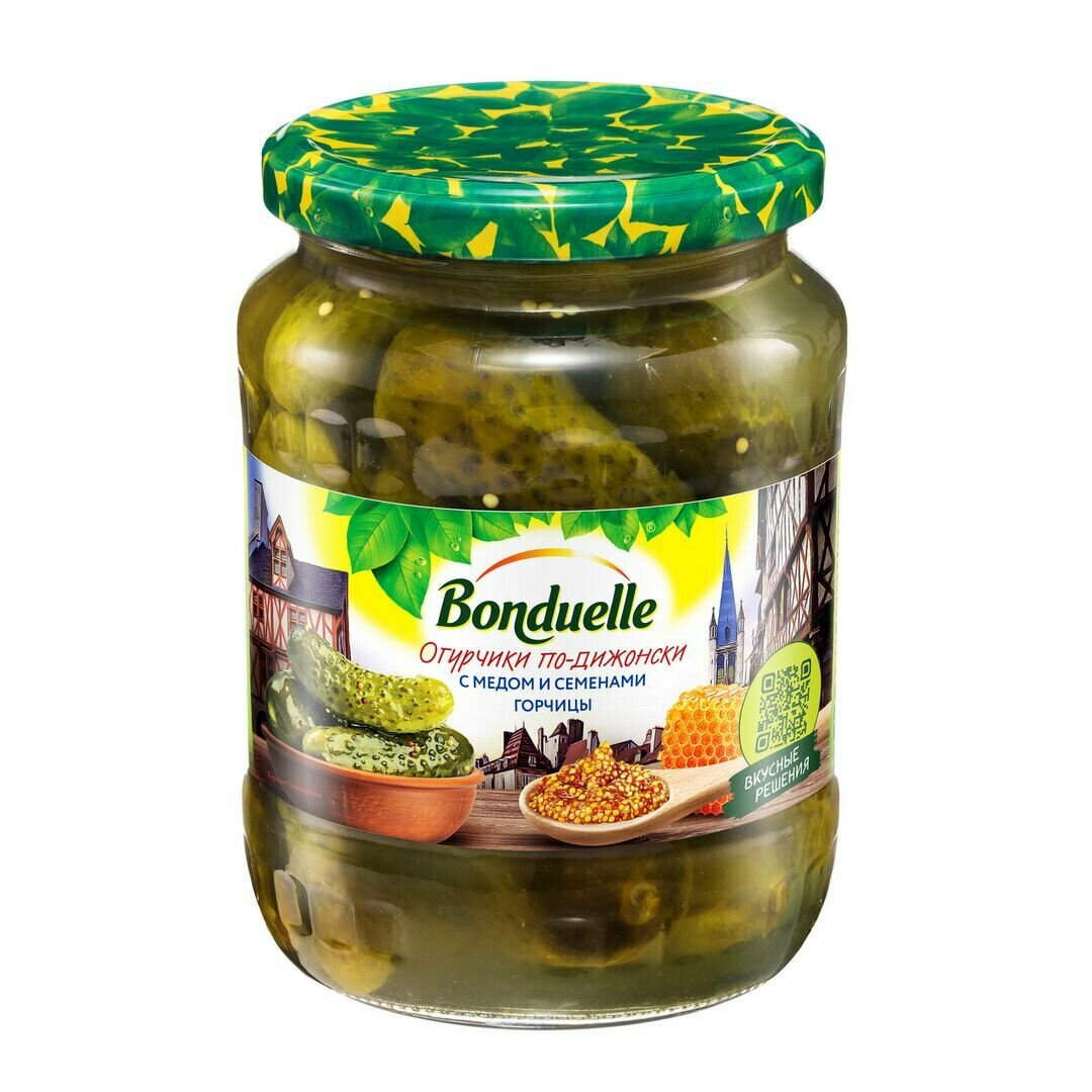 Огурчики маринованные бондюэль По-дижонски, с медом и семенами горчицы, 720мл x 3 упаковки