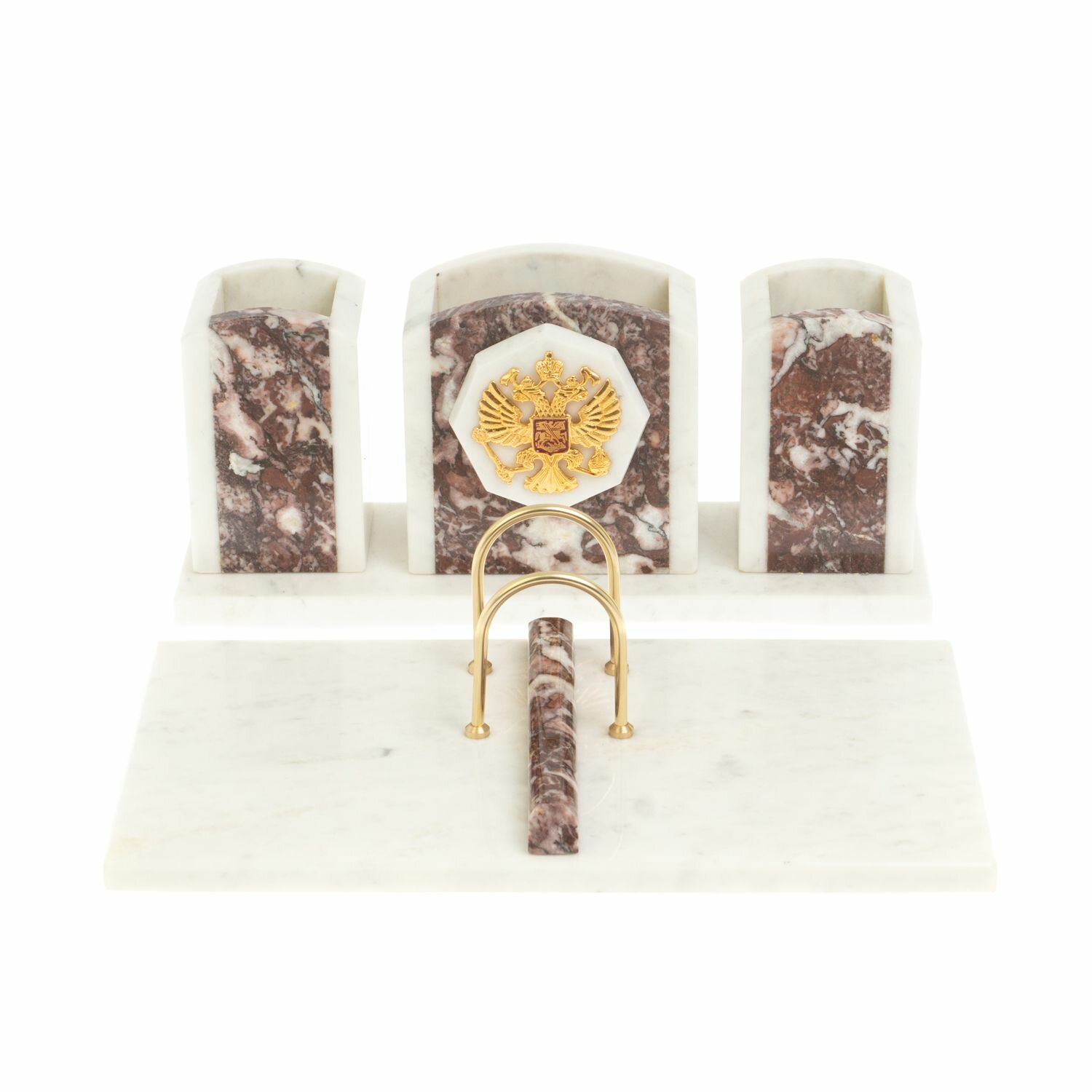 Письменный набор "Канцелярский" с гербом из мрамора и креноида 127455