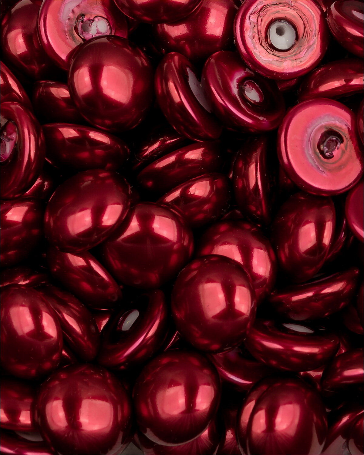 Стеклянные чешские бусины кабошон полупросверленный с жемчужным покрытием, Glass Pearl Cabochons, 12 мм, цвет Shiny Brick, 5 шт.