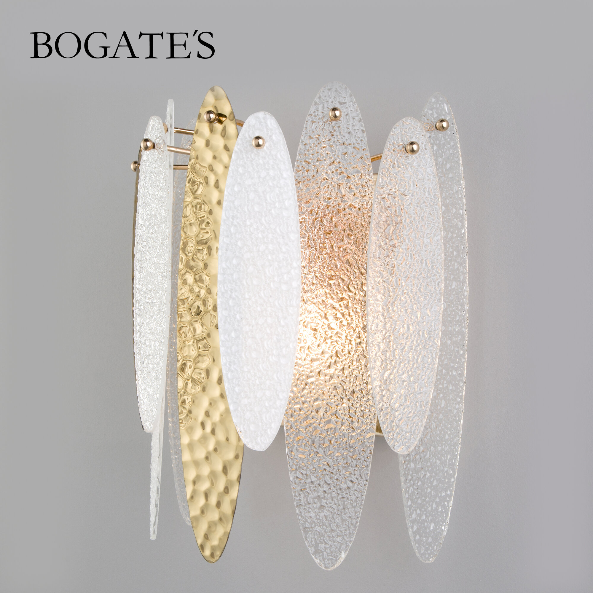 Бра / Настенный светильник с фактурным стеклом Bogate's Canaria 326/1, E14, 60 Вт, цвет золото/прозрачный