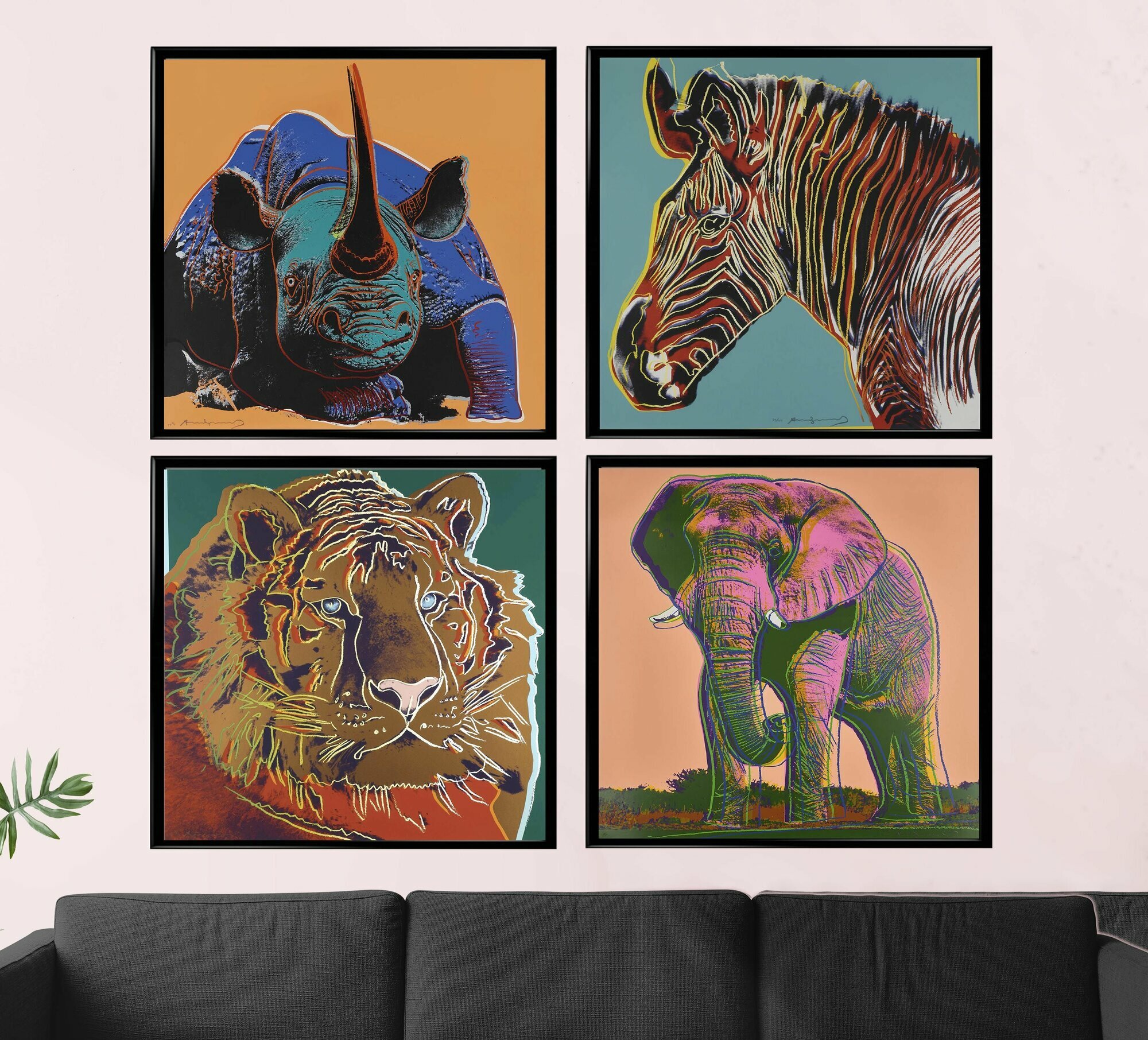 Набор плакатов поп-арт Andy Warhol Животные - Энди Уорхолл (4 шт, 30 x 30, без рамы)