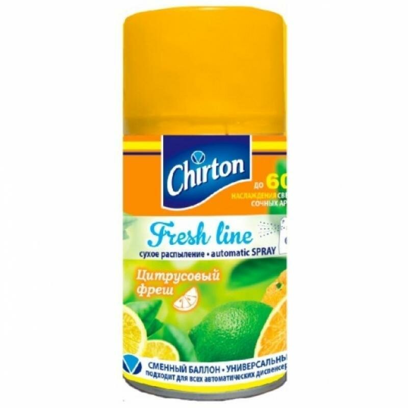 Chirton Освежитель воздуха Fresh line Цитрусовый фреш, сменный баллон для диспенсера, 250 мл/