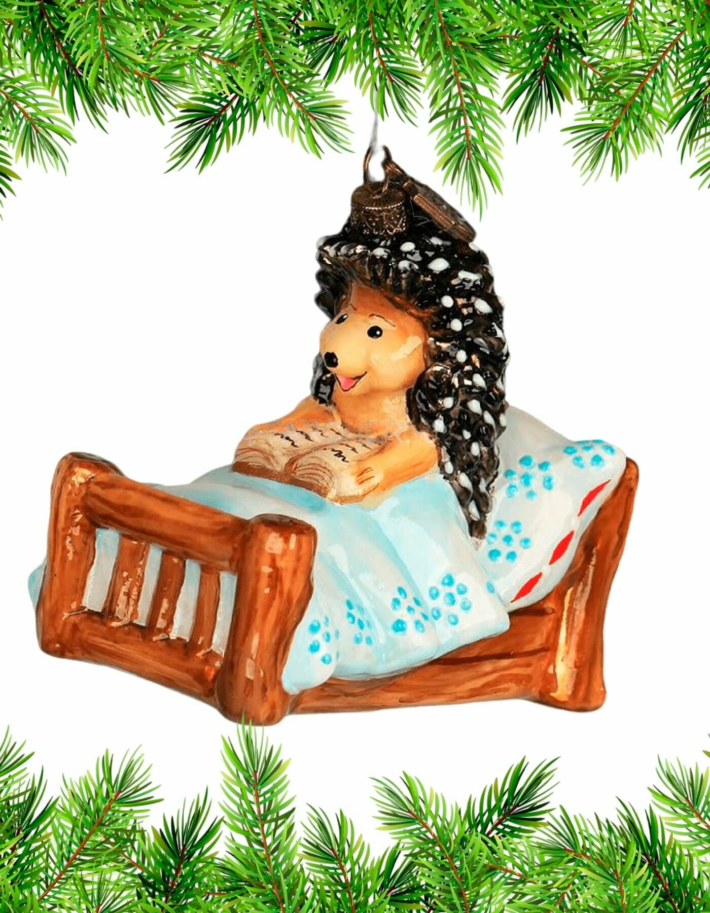 Игрушка на елку Ежик в кровати Komozja Family