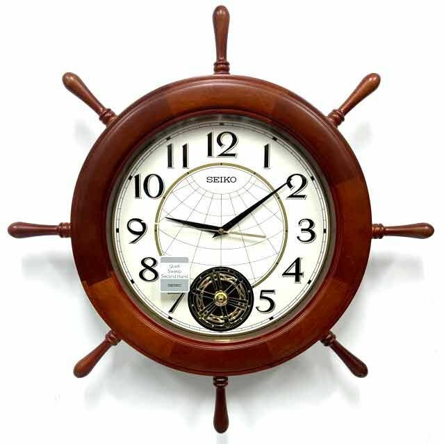 Seiko Настенные часы "В виде штурвала для дома с маятником, Японский механизм", 58 см х 58 см