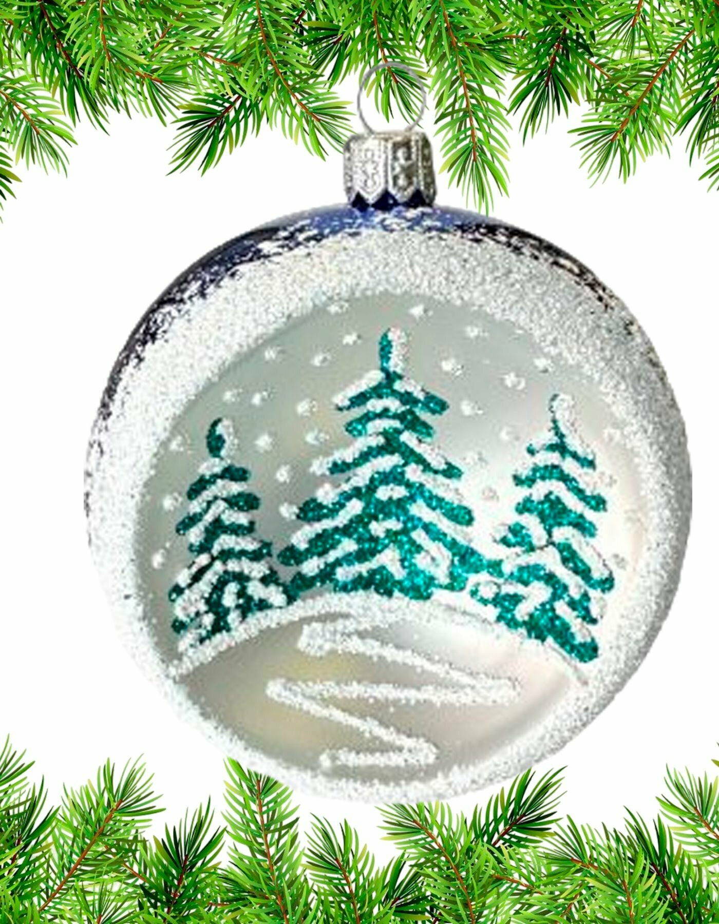 Шар на елку с лункой "хвойный" 75мм