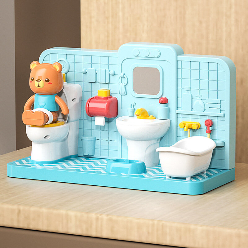 Игровой домик "Mengxiong", с электронным унитазом, синий, с батарейками