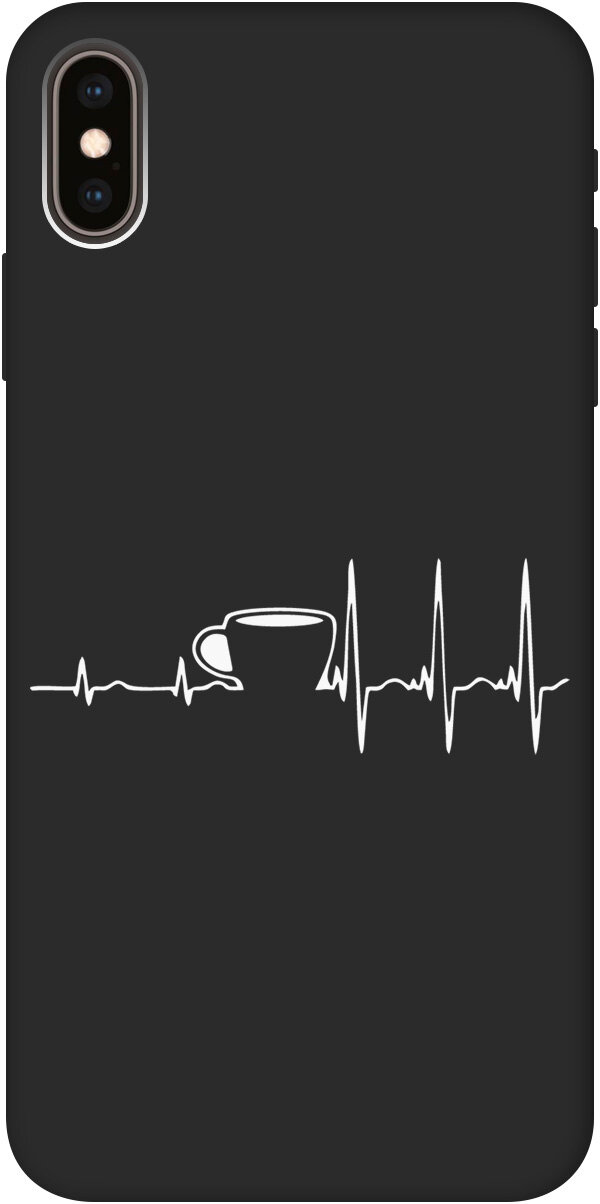 Силиконовый чехол на Apple iPhone XS Max / Эпл Айфон Икс Эс Макс с рисунком "Coffee Cardiogram W" Soft Touch черный