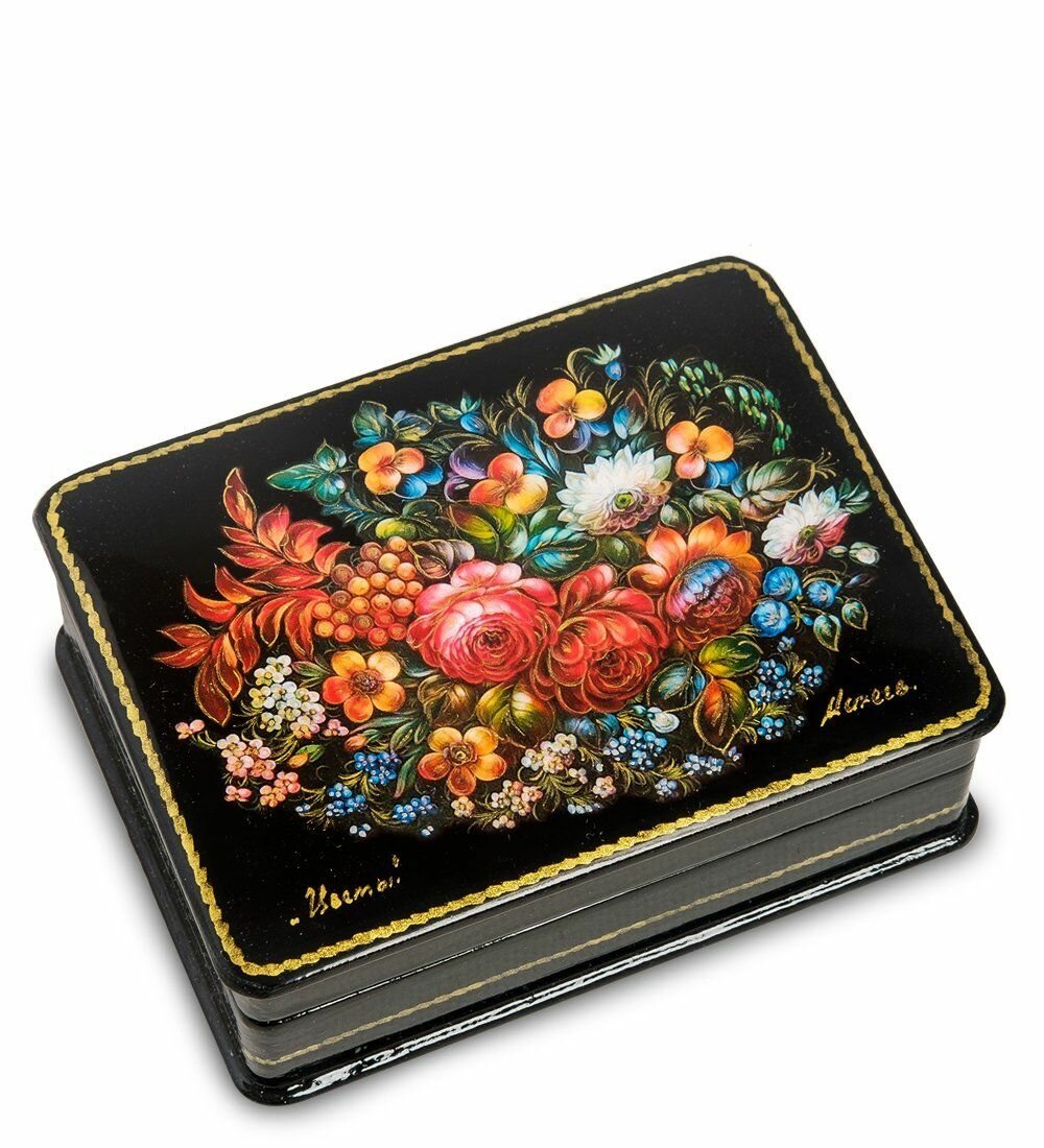 Шкатулка в технике декупаж Цветы (10х8х3,5)