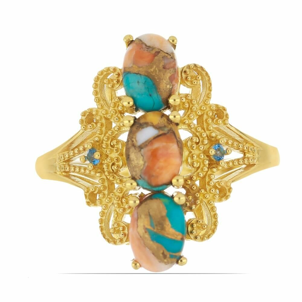 Кольцо тонкое, серебро, 925 проба, топаз синтетический, бирюза