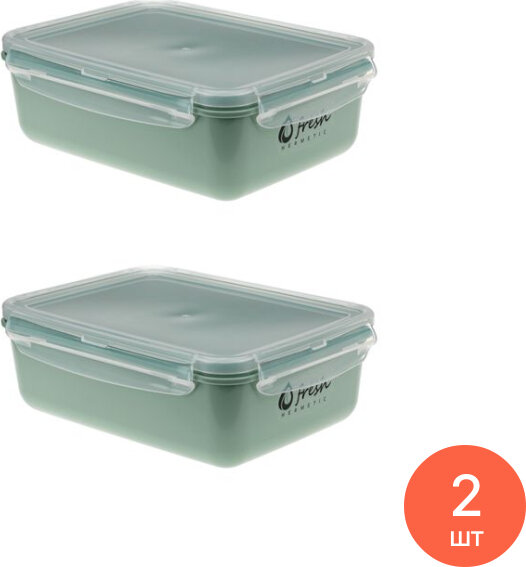 Контейнер для хранения продуктов Idea / Идея Фреш пластиковый с крышкой прямоугольный 1.4л / емкость герметичная (комплект из 2 шт)