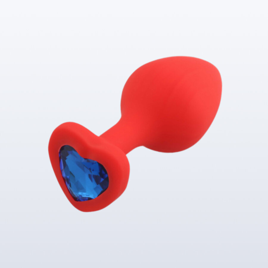 39810 Play Secrets Silicone Butt Plug Heart Shape Medium, красный/синий. Средняя анальная пробка с кристаллом в форме сердца