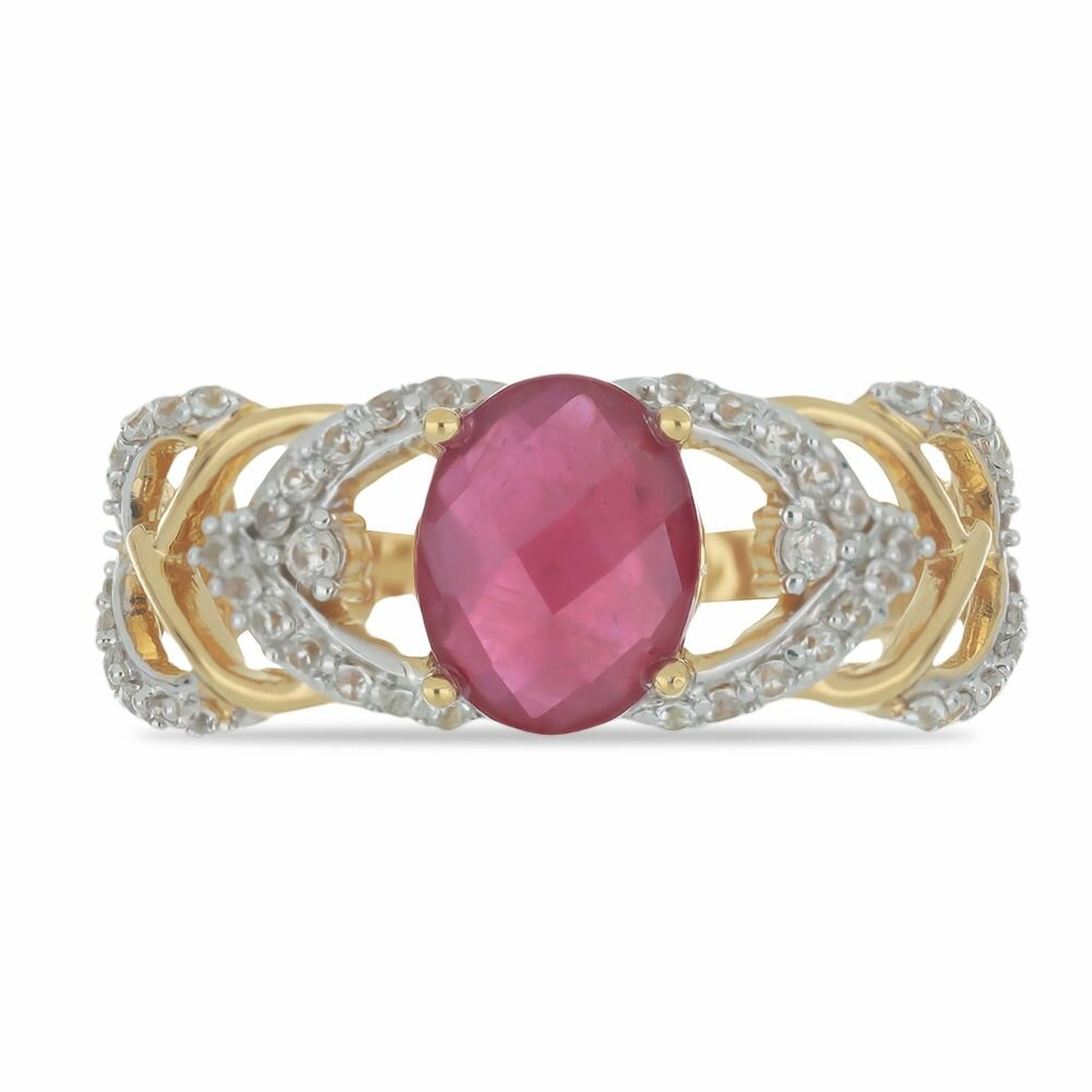 Кольцо, серебро, 925 проба, циркон, рубин