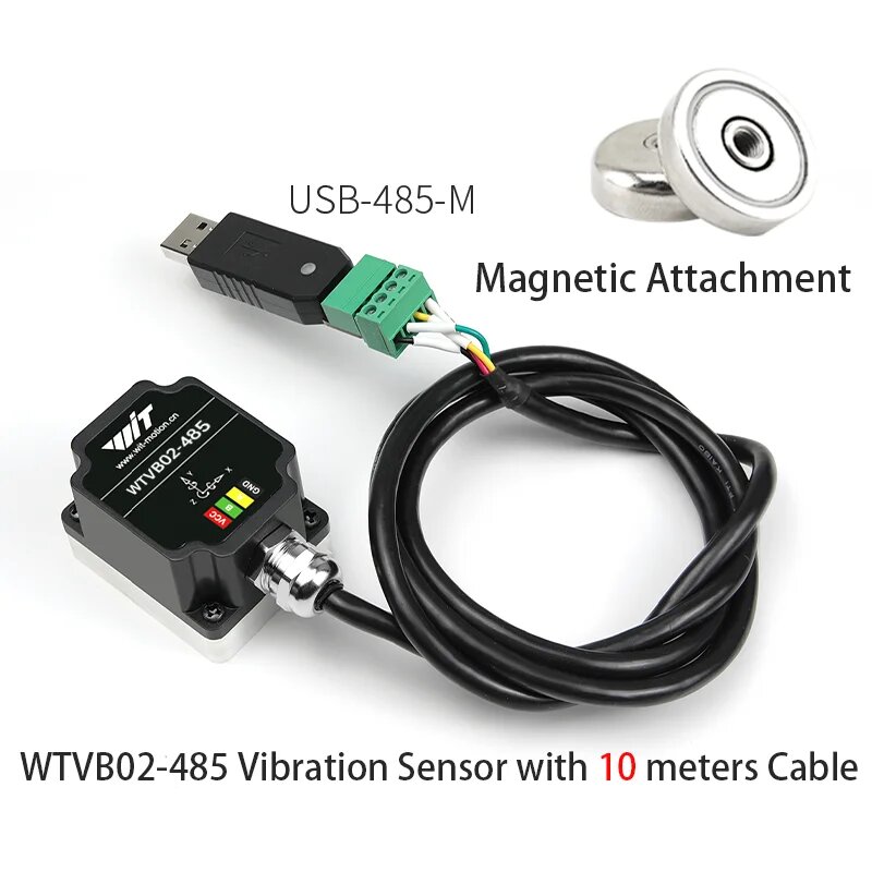 Датчик вибрации WitMotion WTVB02-485, 10м, магнитный крепёж