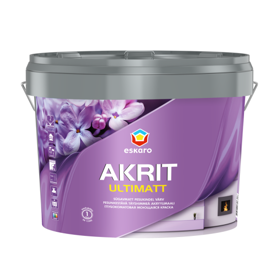 Краска 0.9л Eskaro Akrit Ultimatt Белая, Глубокоматовая, Влагостойкая для Внутренних Работ / Эскаро.
