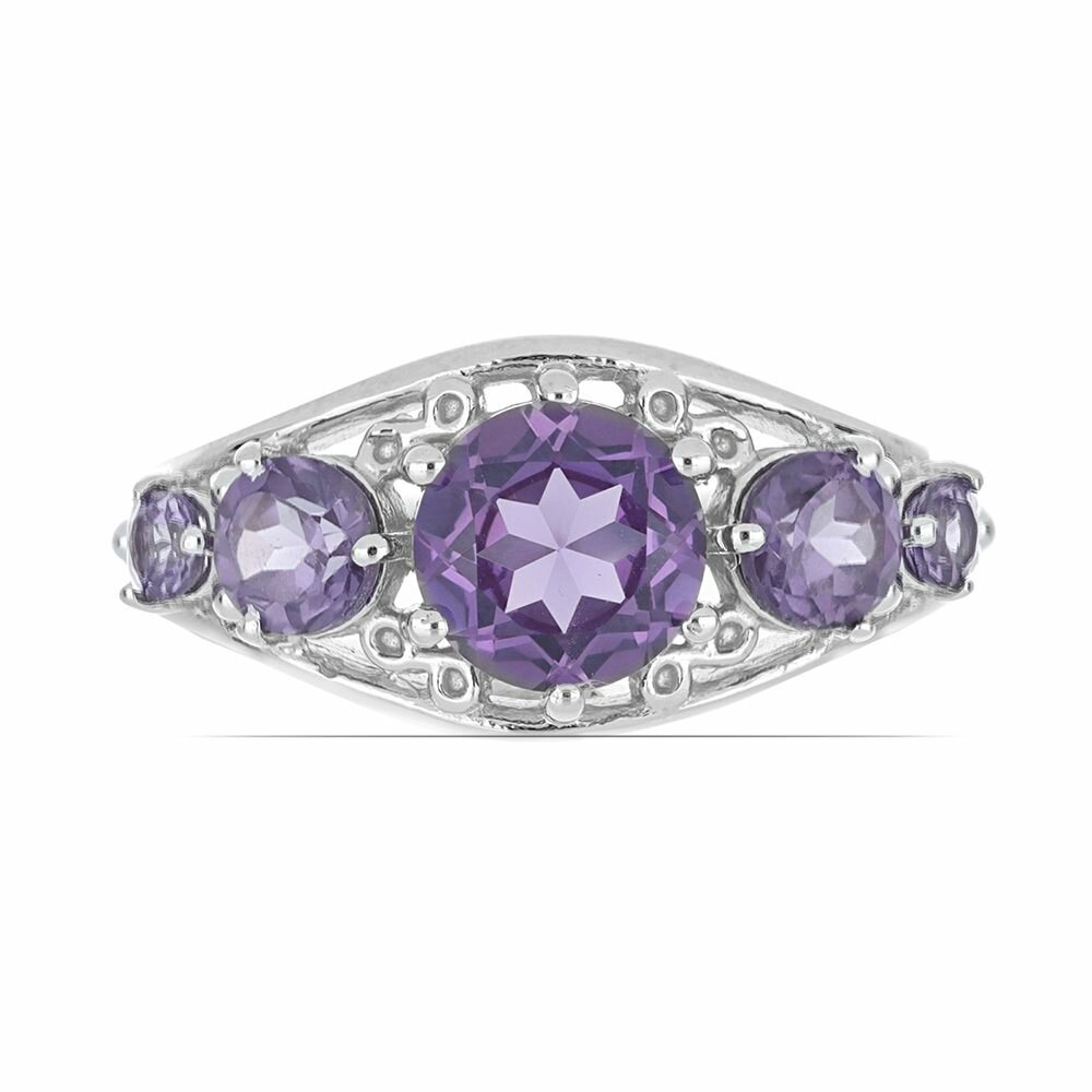 Кольцо, серебро, 925 проба, родирование, александрит синтетический