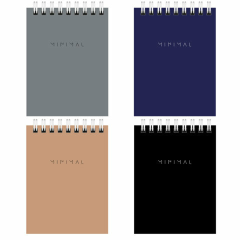 Блокнот малый формат А7 75х105 мм, 40 л, гребень, картон, клетка, BRAUBERG "Minimal Classiс", 116430