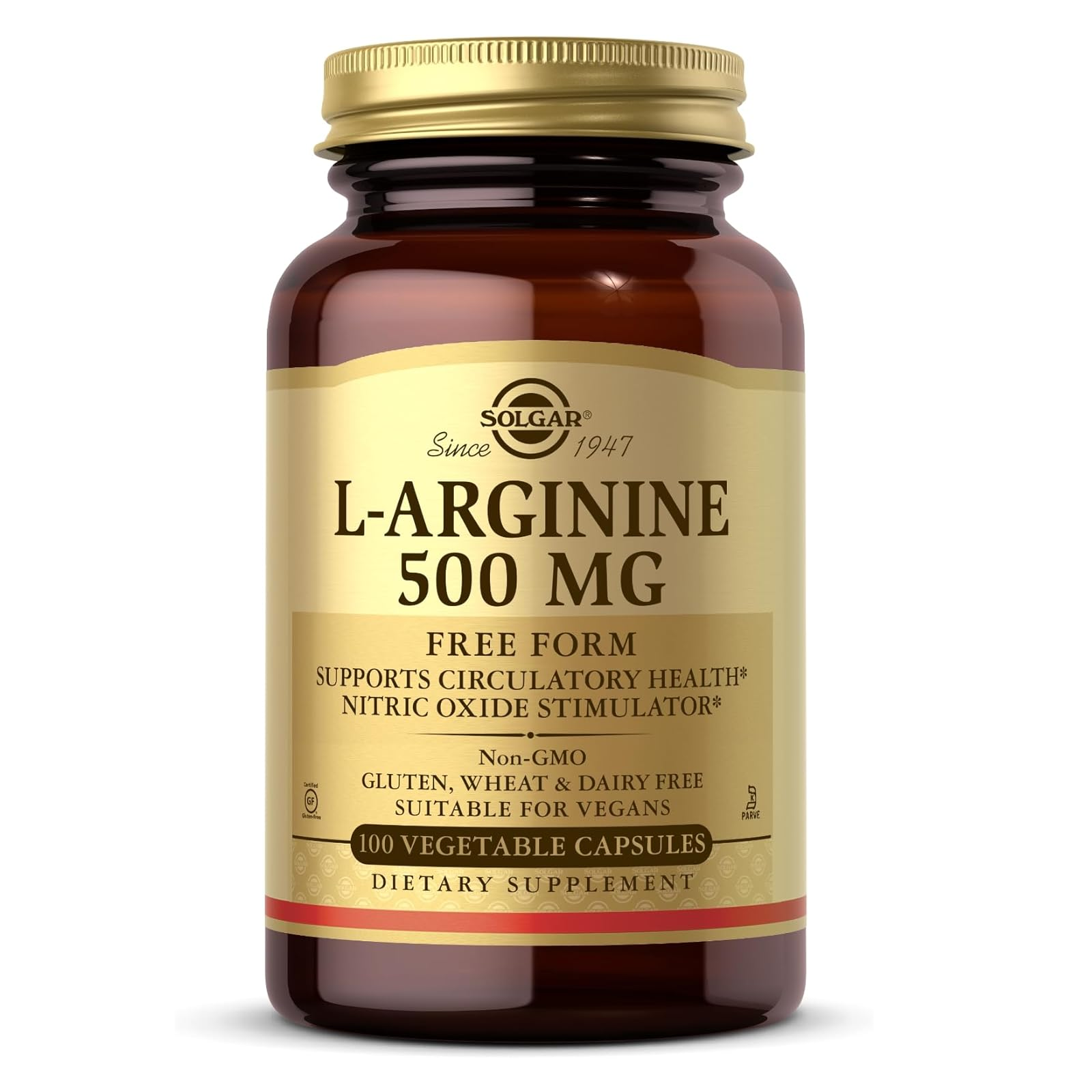 Solgar, L-Arginine, аминокислота Аргинин 500 мг, в капсулах, 100 шт.