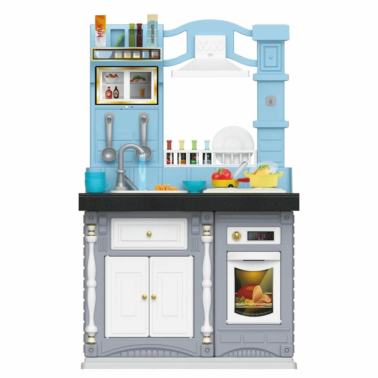 Мини-кухня BeInFun, для детей от 3 до 5 лет, двусторонняя, с водой и подсветкой