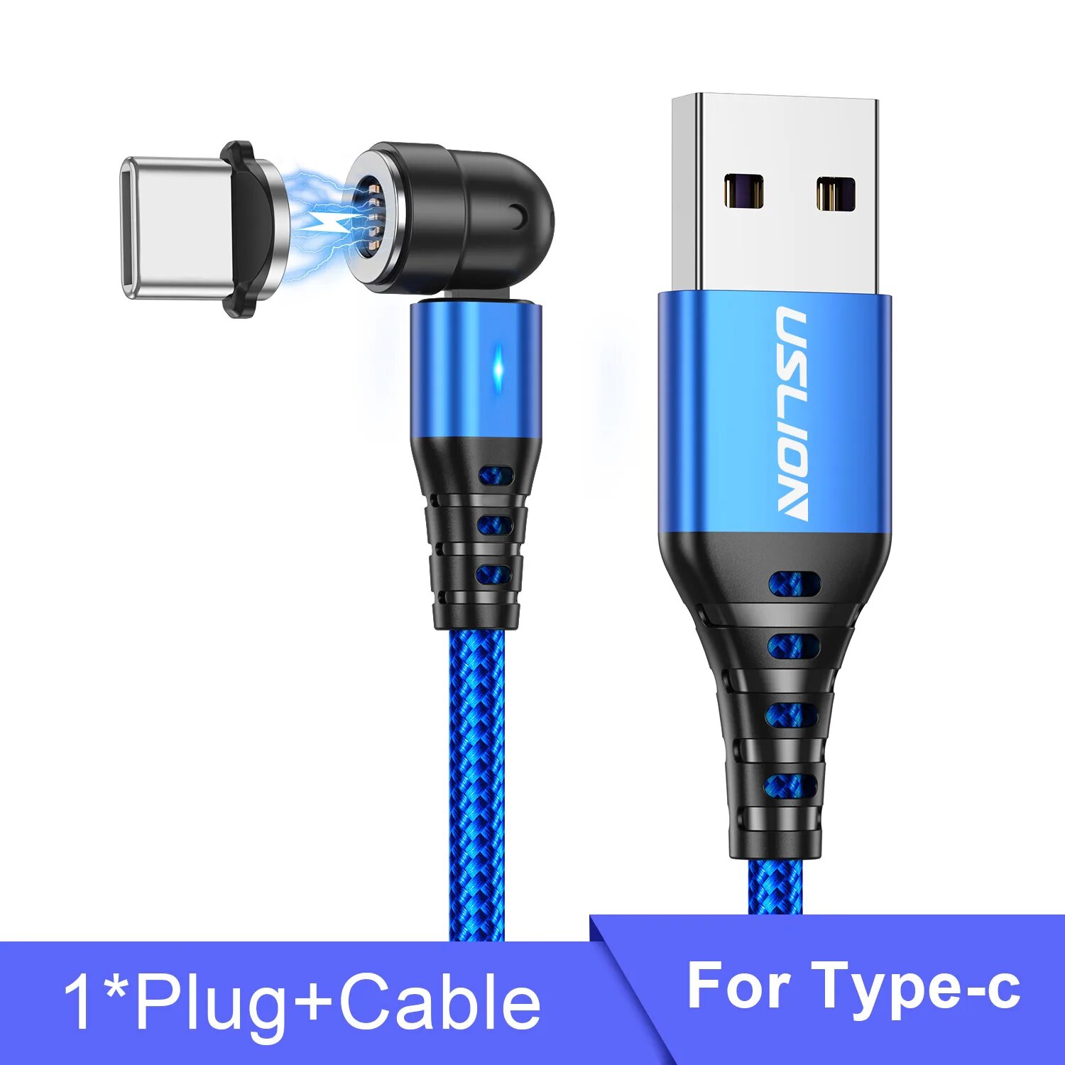 USLION Магнитный кабель Type-C, 1м, Blue