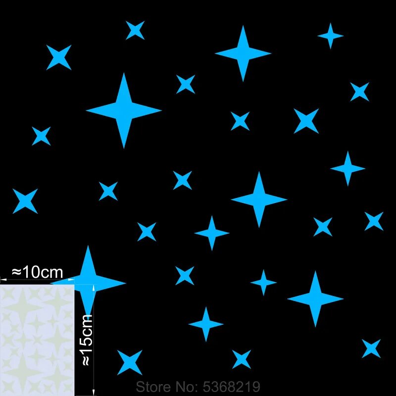 Светящиеся звезды наклейки на стену 007