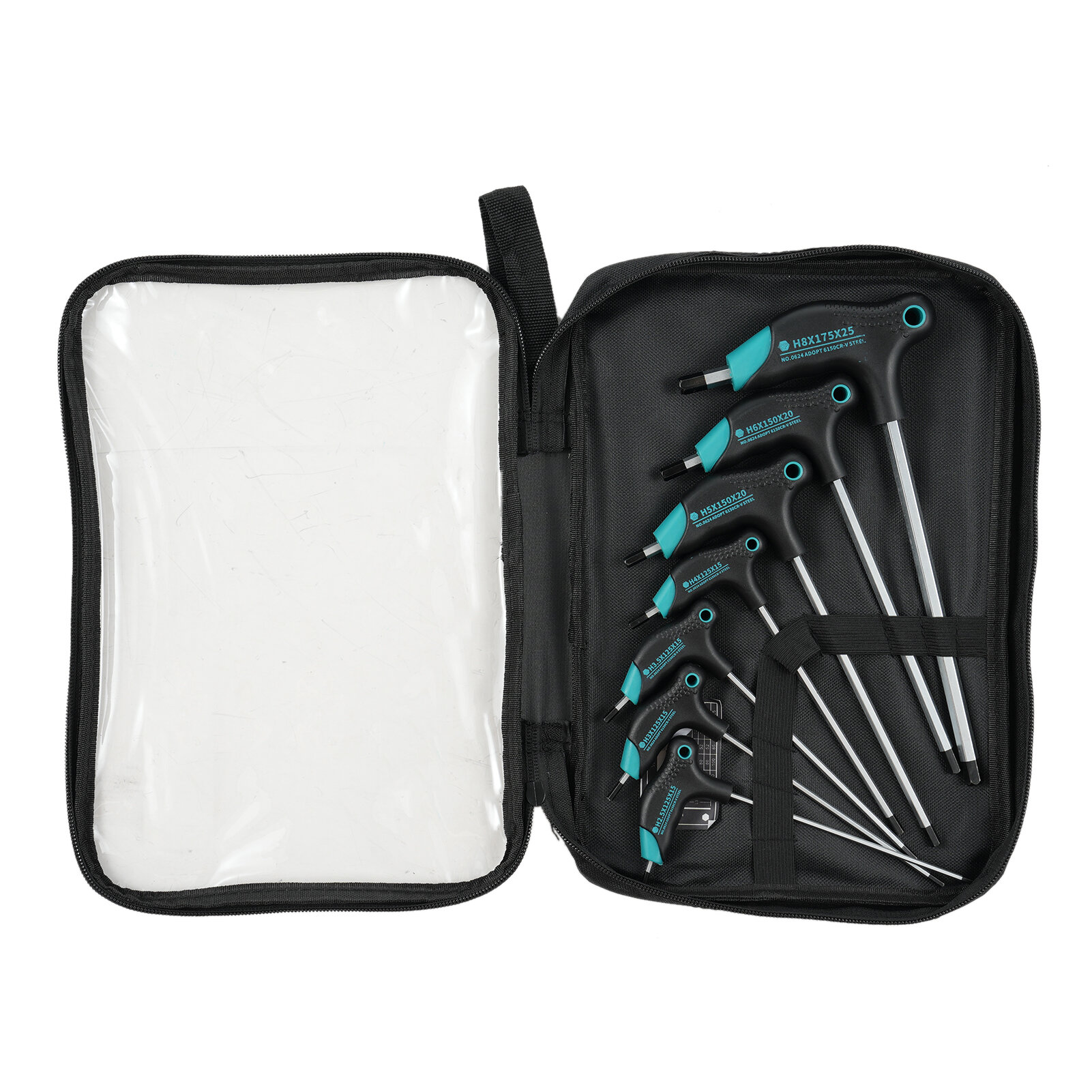 Набор шестигранных ключей PENGGONG с Т-образной рукояткой, 7 предметов, для ремонта автомобилей и велосипедов, 2,5/3/3,5/4/5/6/8 мм, металлический, метрический, с длинной рукояткой и сумкой для хранения.