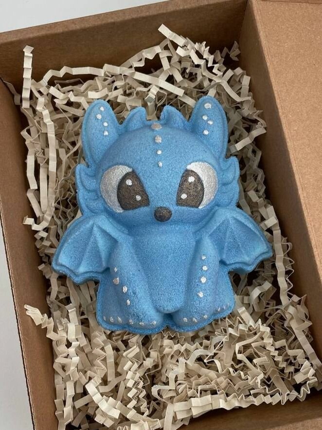 Бомбочка для ванны "Беззубик", ручная работа, аромат баунти, подарочная коробка бурлящая бомбочка большая