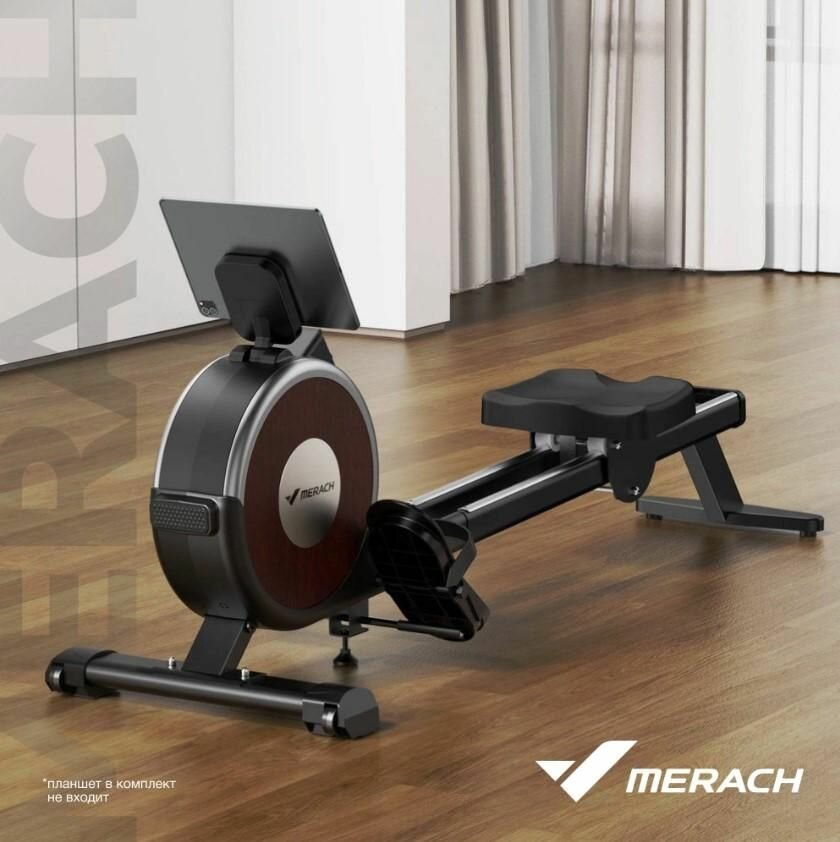 Гребной тренажер Merach Q1S, черный, для дома, 16 уровней нагрузки